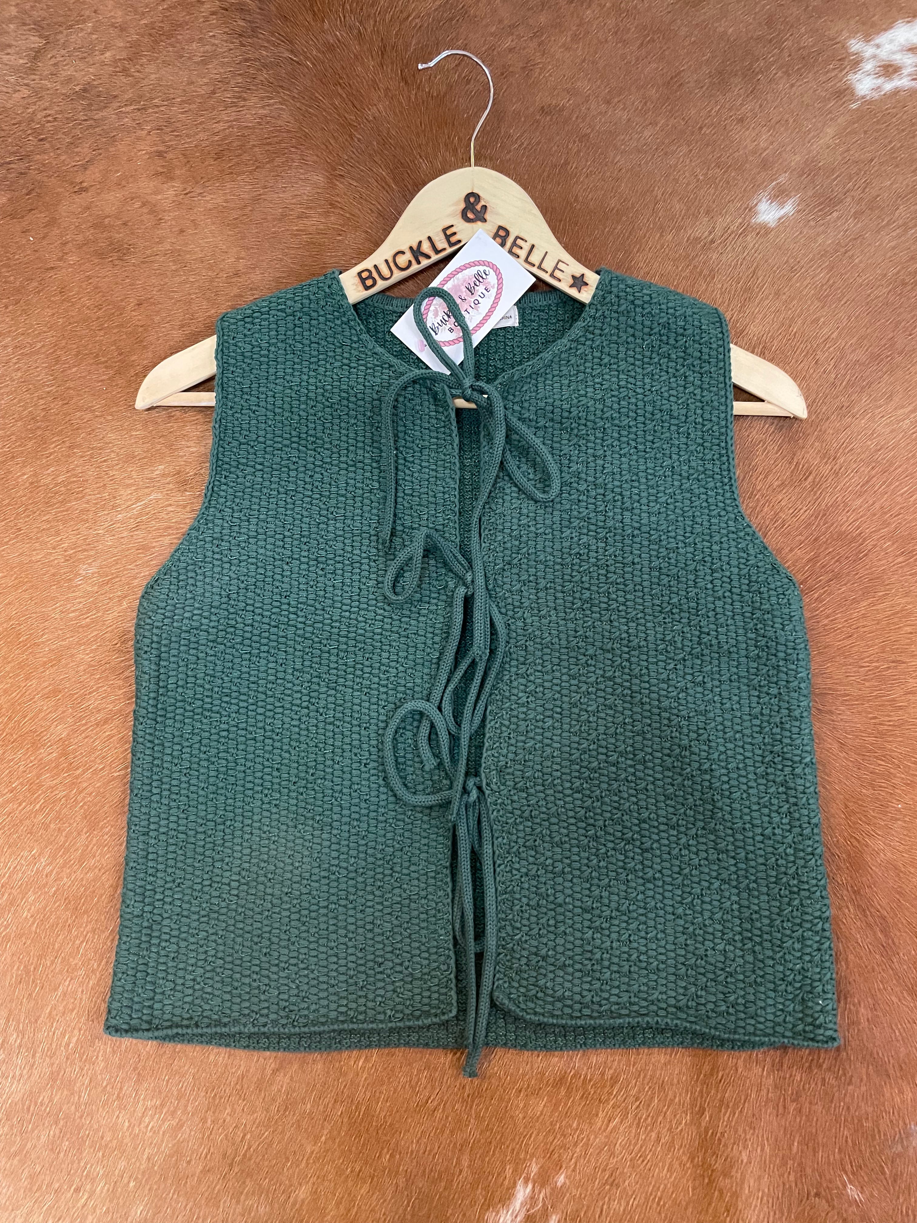 Kate Knobby Sweater Vest in Green – Buckle & Belle Boutique
